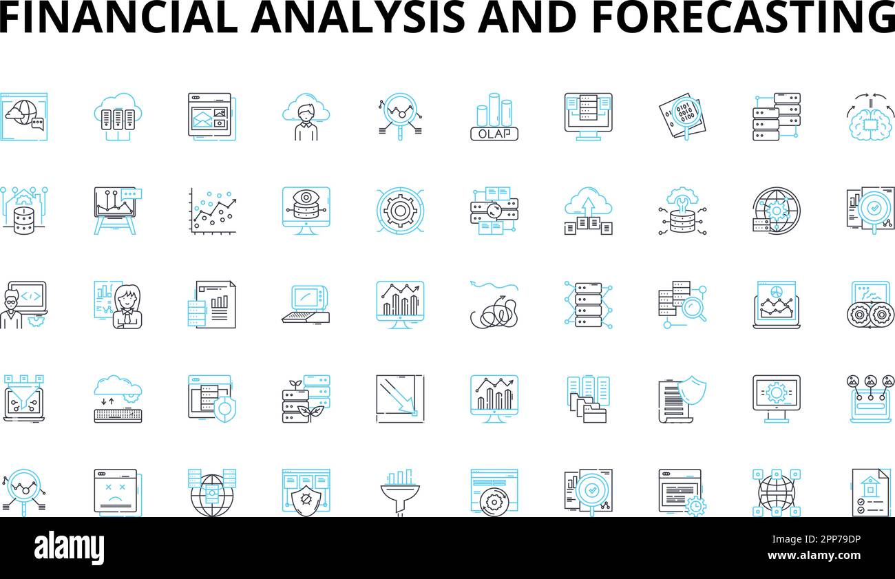 Financial Analysis And Forecasting Linear Icons Set Risk Revenue