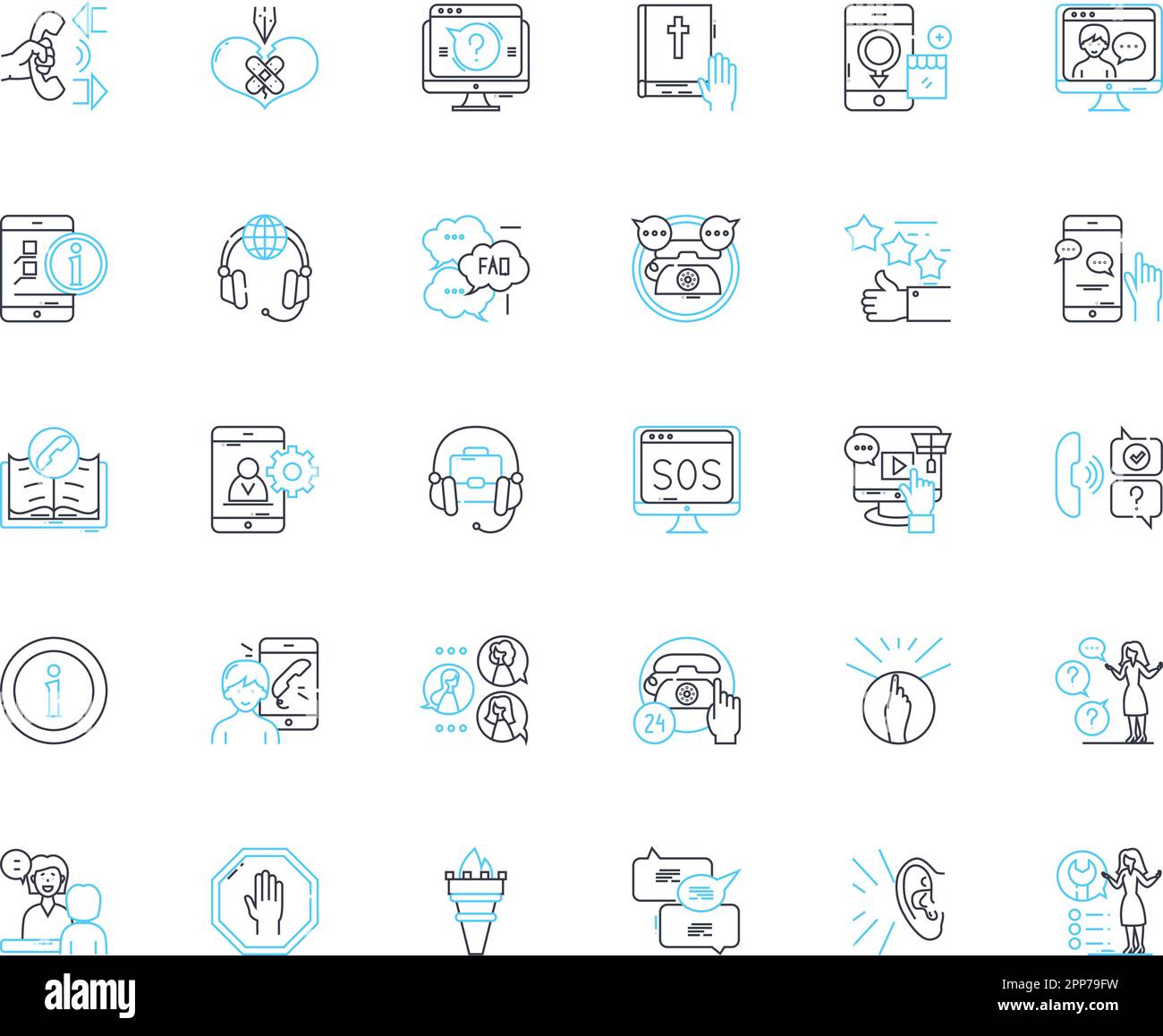 Assist facilitate linear icons set. Help, Support, Aid, Simplify ... Assist facilitate linear icons set. Help, Support, Aid, Simplify ...