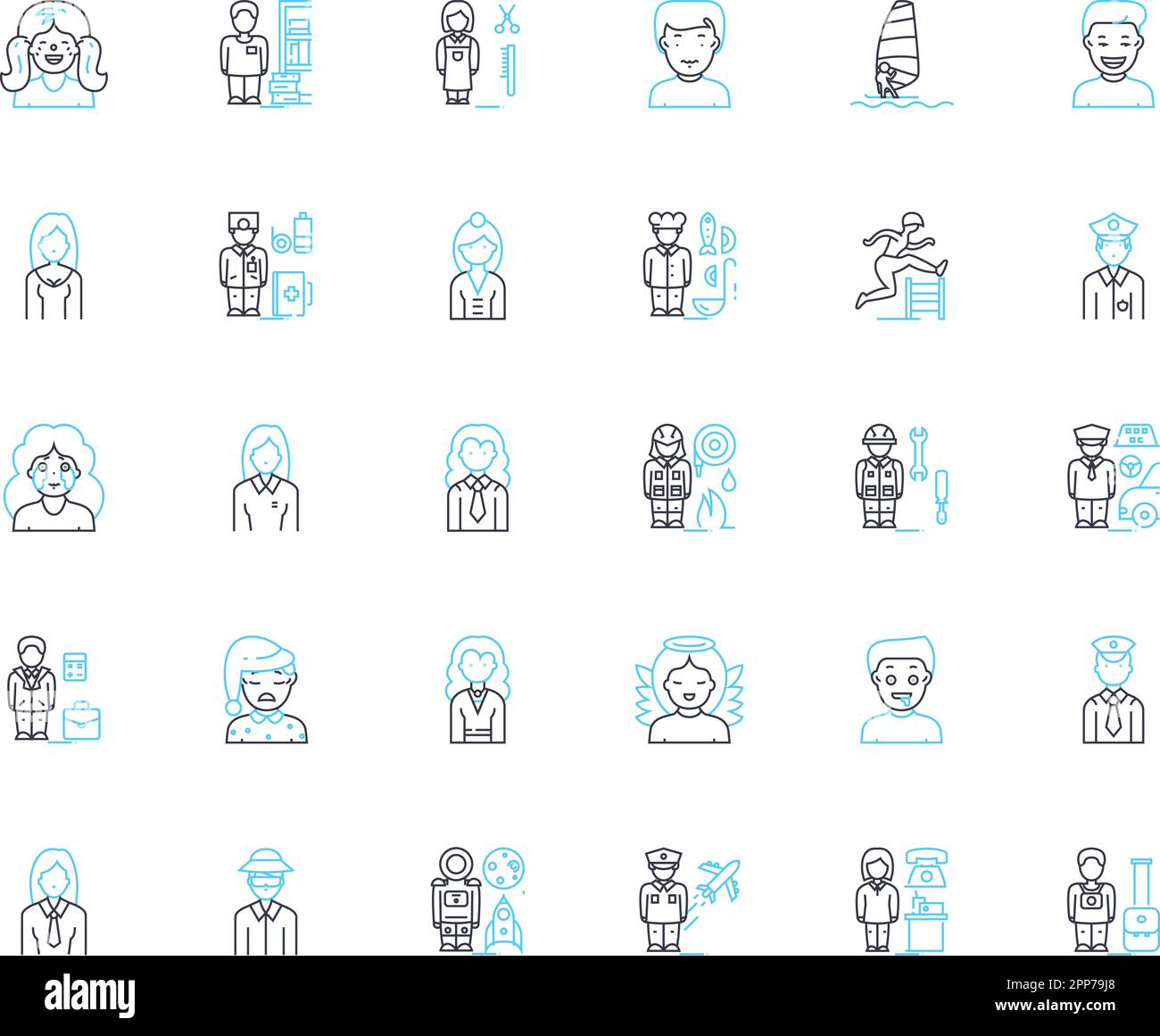 Ethnic profile linear icons set. Diversity, Culture, Heritage ...
