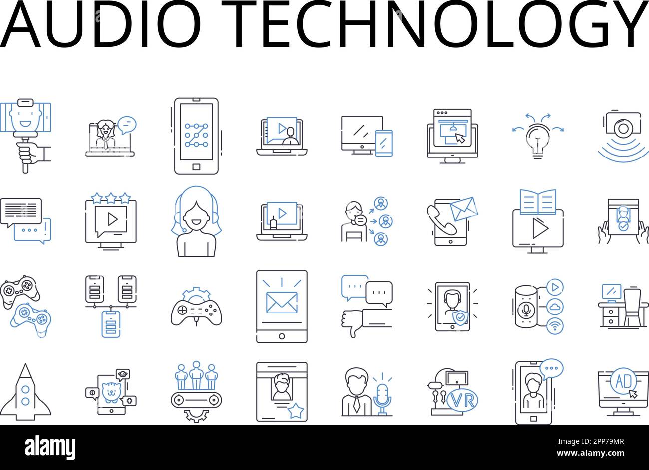 Audio technology line icons collection. Sound engineering, Acoustic ...