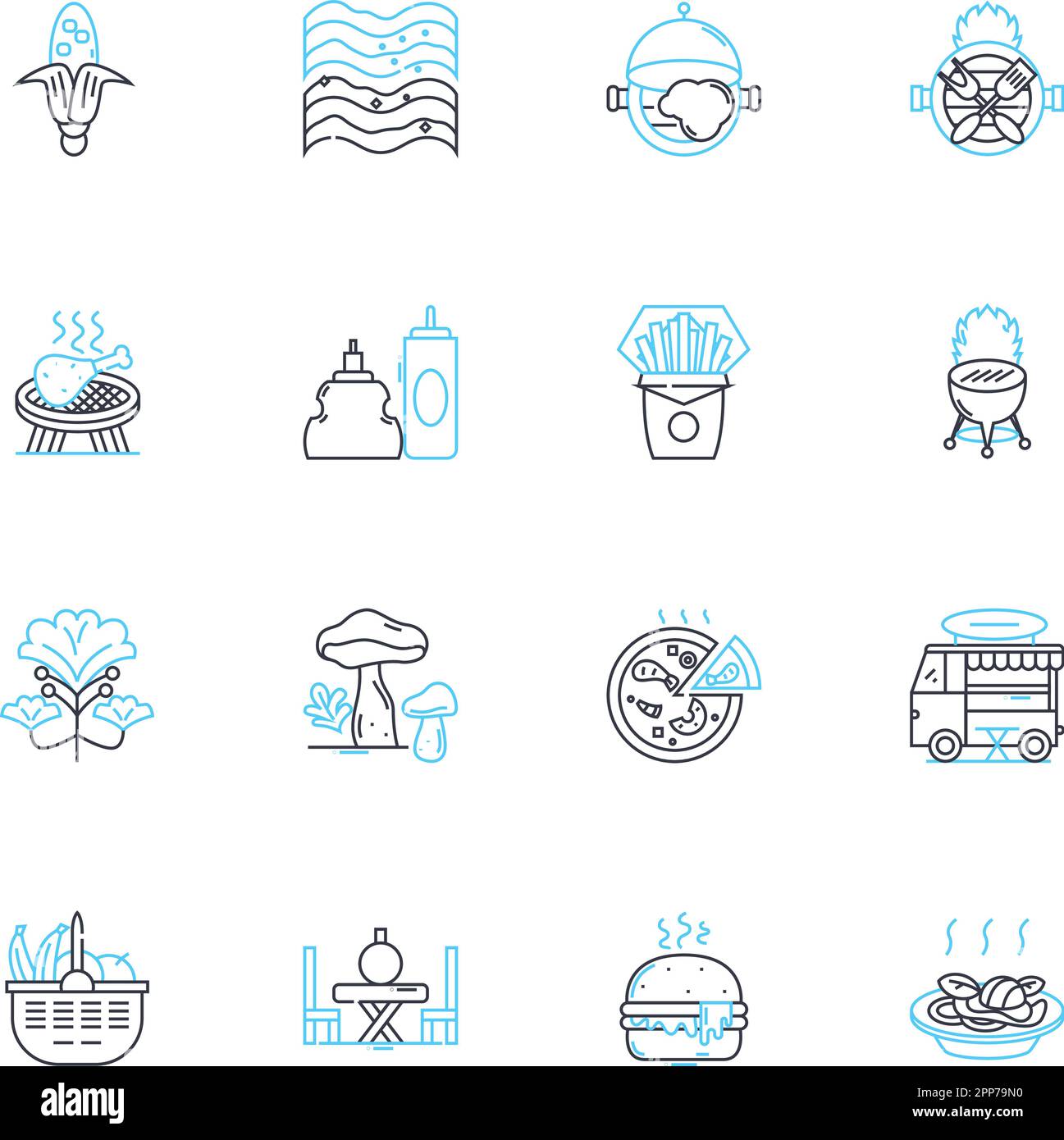 Hike linear icons set. Adventure, Scenery, Trek, Trails, Nature, Summit ...