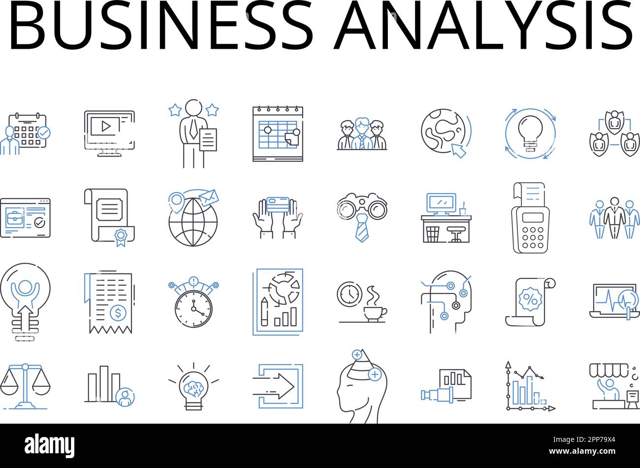 Business analysis line icons collection. Market research, Financial ...