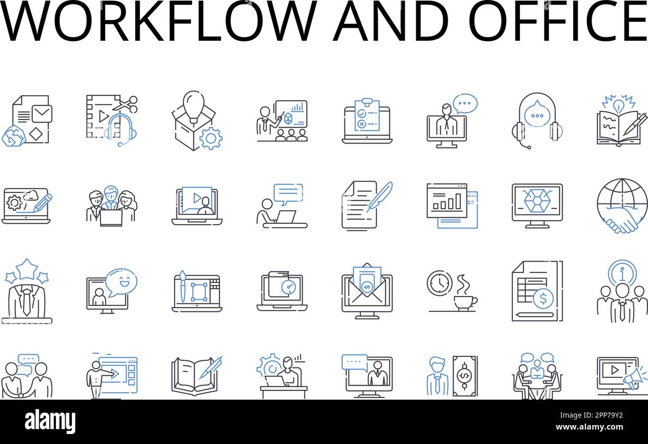 Workflow And Office Line Icons Collection Business And Commerce