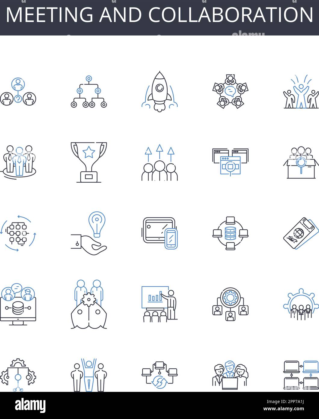 Meeting And Collaboration Line Icons Collection Discussion And Conversation Decision Making