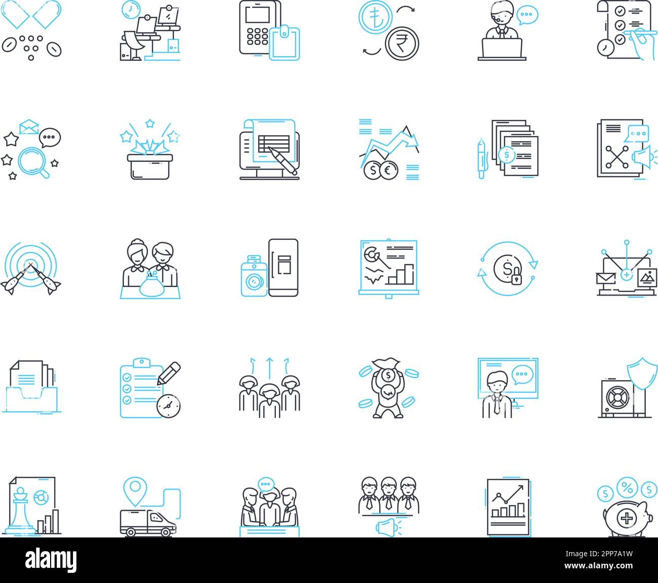 Cost Management Linear Icons Set Budgeting Forecasting Analysis