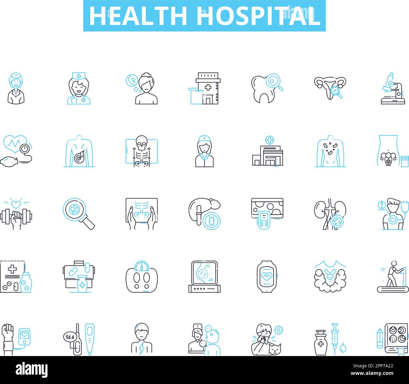 Health hospital linear icons set. Wellness, Treatment, Healing ...