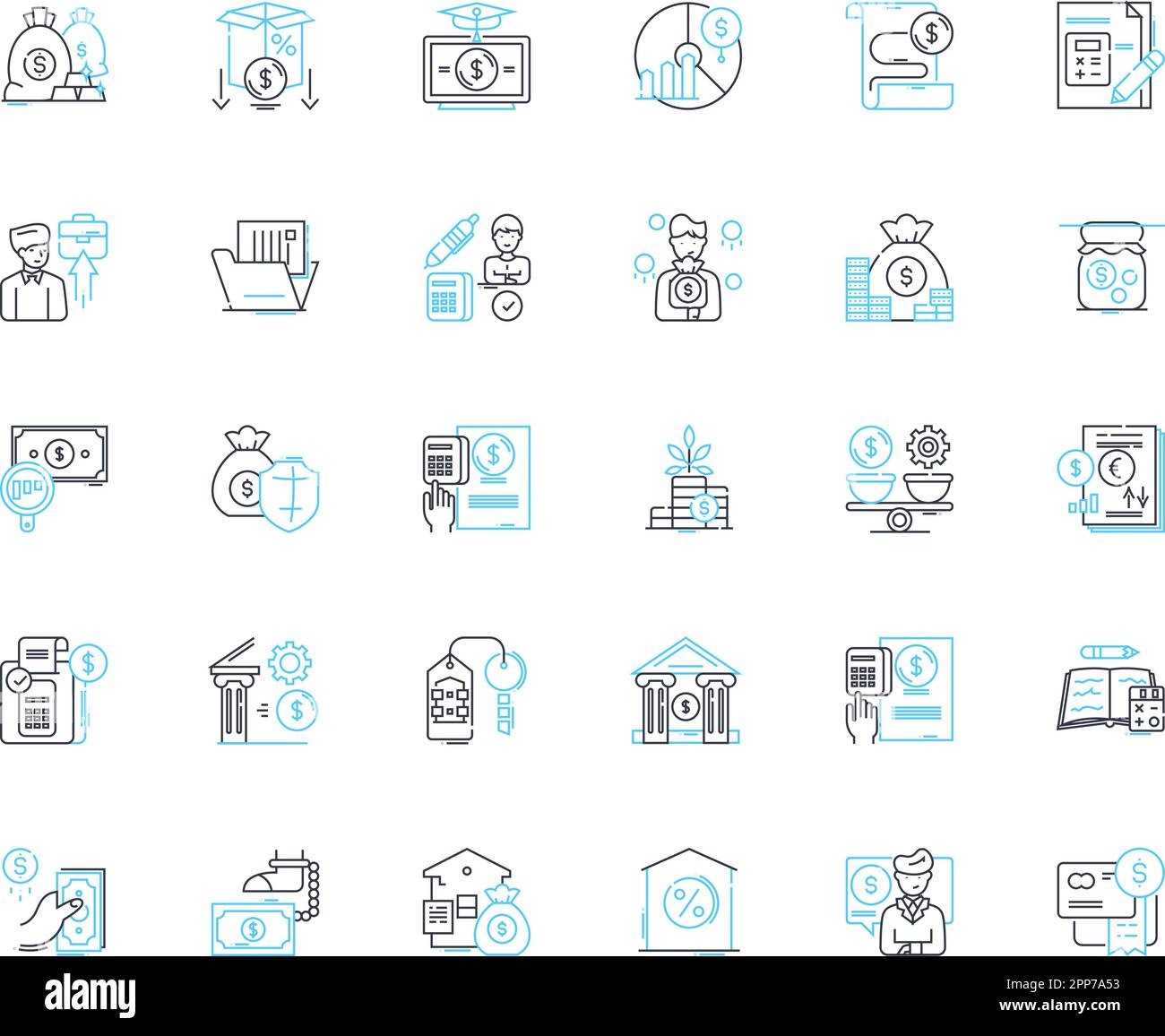 My management plan linear icons set. Strategy, Goals, Vision ...