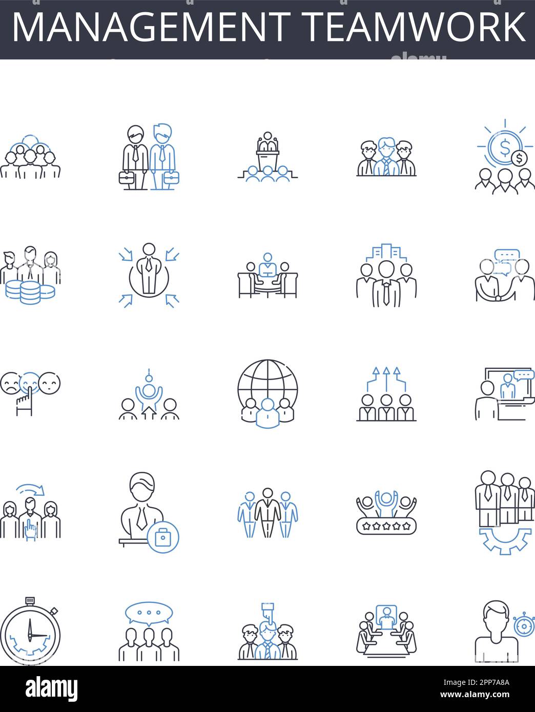 Management teamwork line icons collection. Efficient collaboration ... Management teamwork line icons collection. Efficient collaboration ...