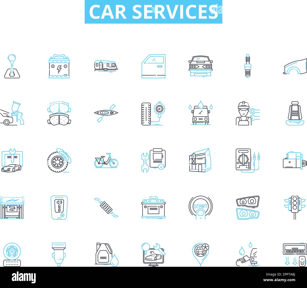Car services linear icons set. Maintenance, Repair, Detailing ...