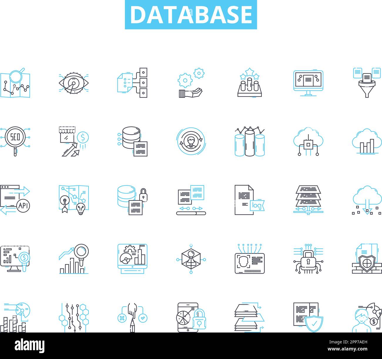 Database Linear Icons Set Retrieval Normalization Interoperability Partitioning Sharding