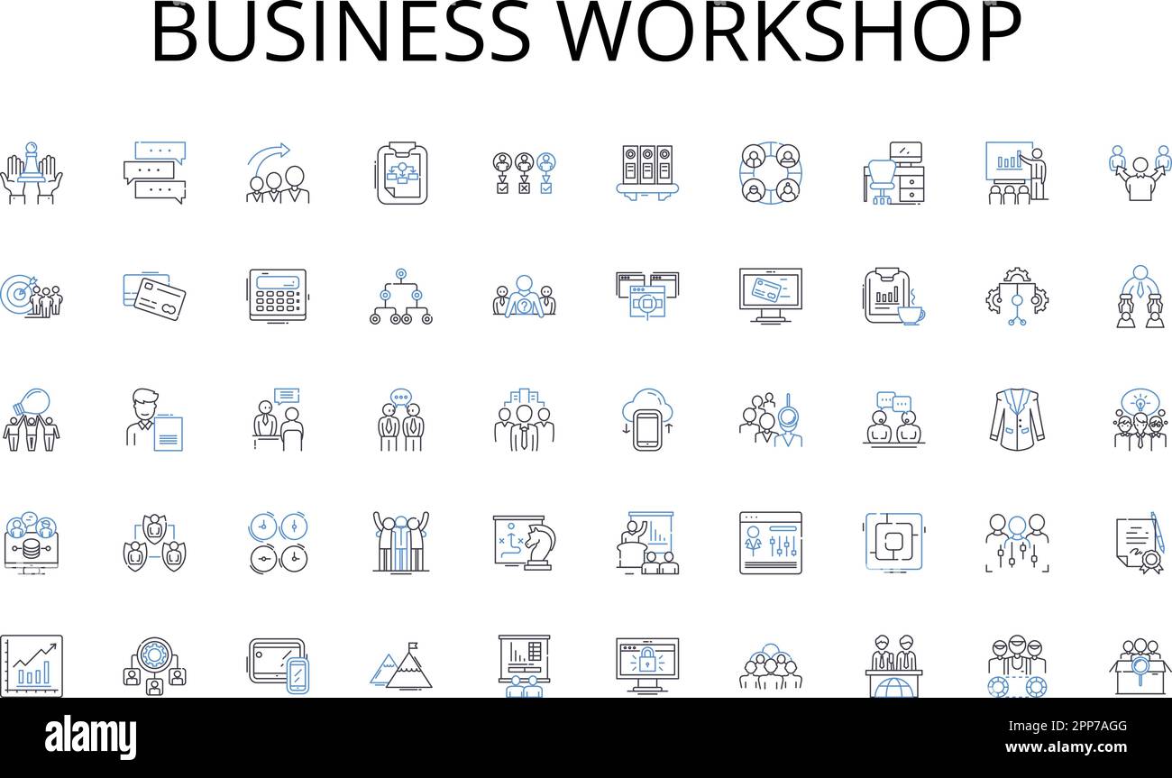 Business workshop line icons collection. Growth, Expansion, Diversification, Acquisition, Merger ...
