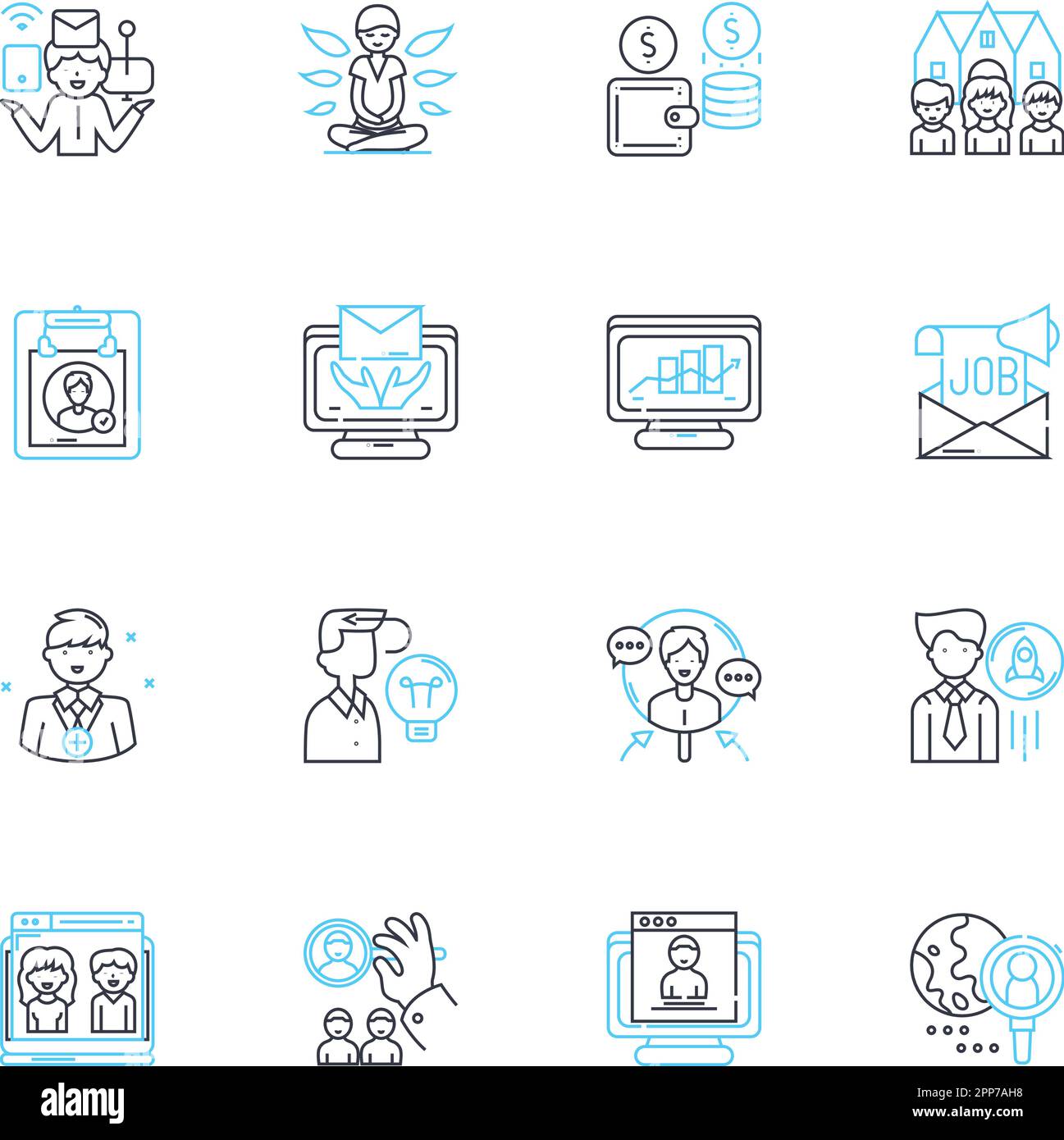 Career linear icons set. Growth, Success, Ambition, Fulfillment, Progress, Achievement ...