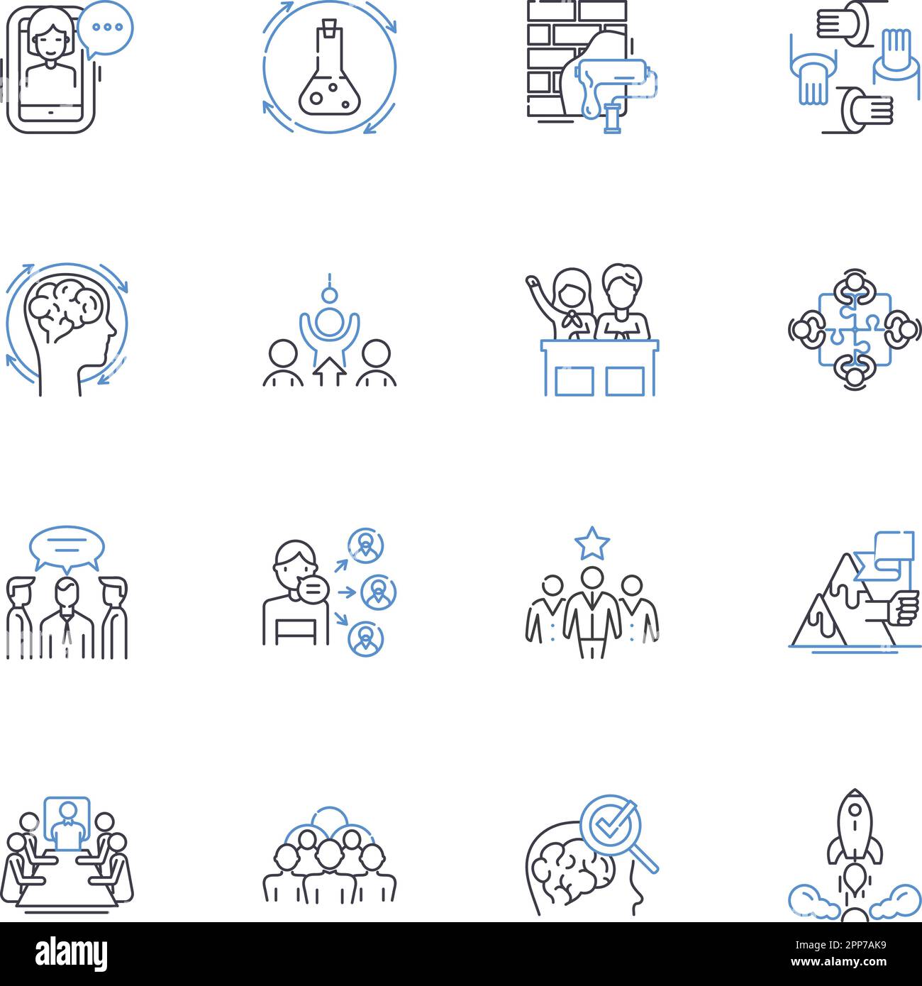 Joint achievements line icons collection. ollaboration, Synergy ...