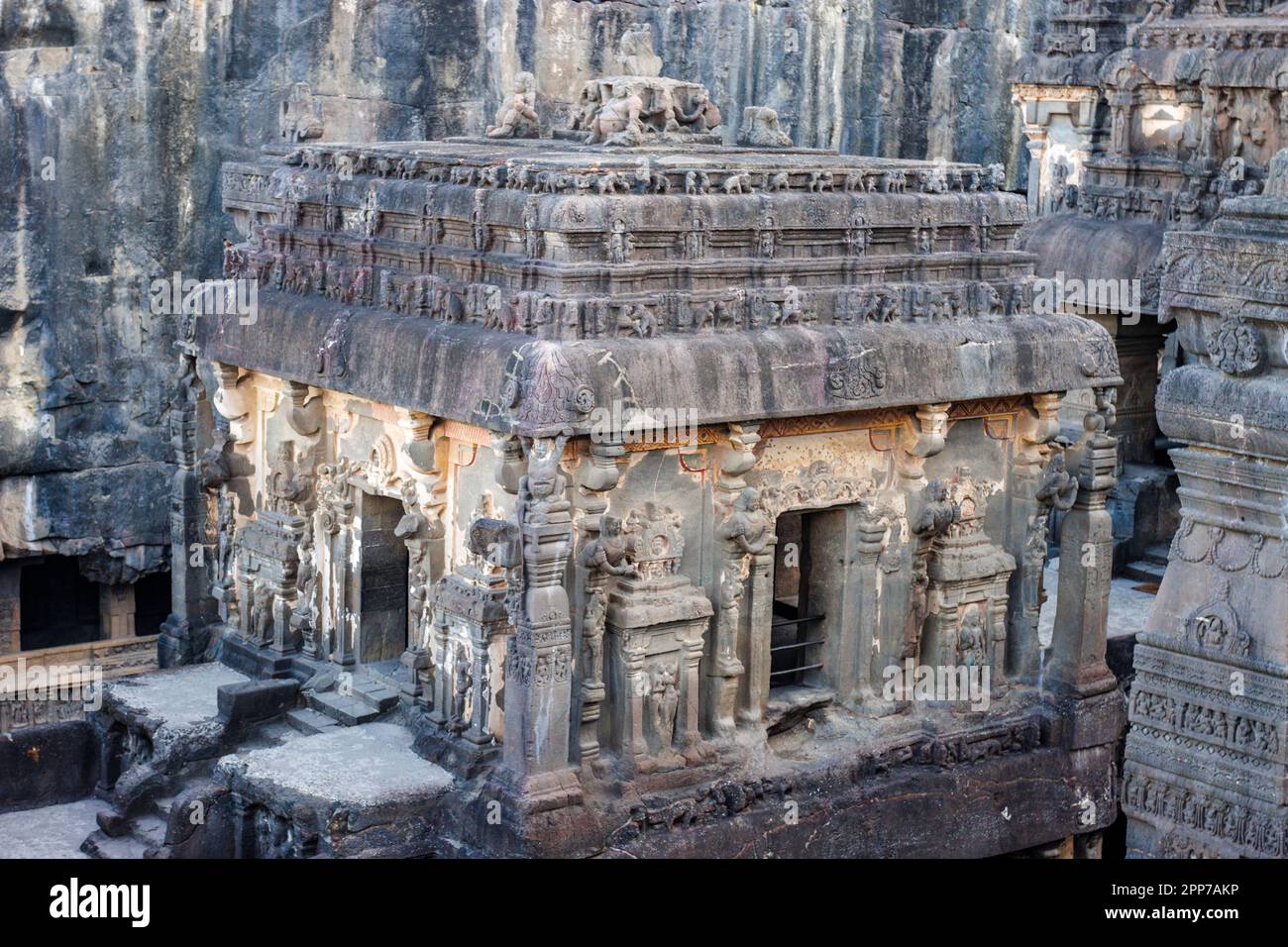 View at the Kailasa temple, Ellora caves, Maharashtra, India, Asia ...