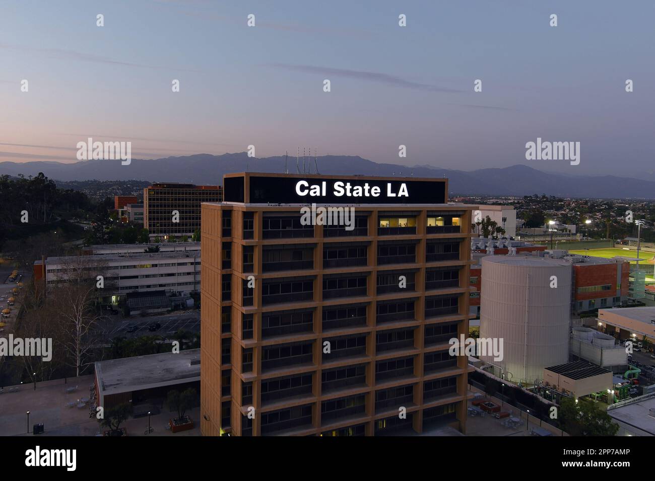 A general overall aerial view of Simpson Tower on the campus of Cal ...