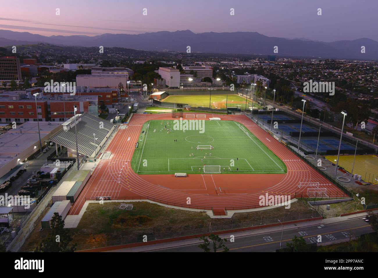 A general overall aerial view of the track and soccer Field at Jesse ...
