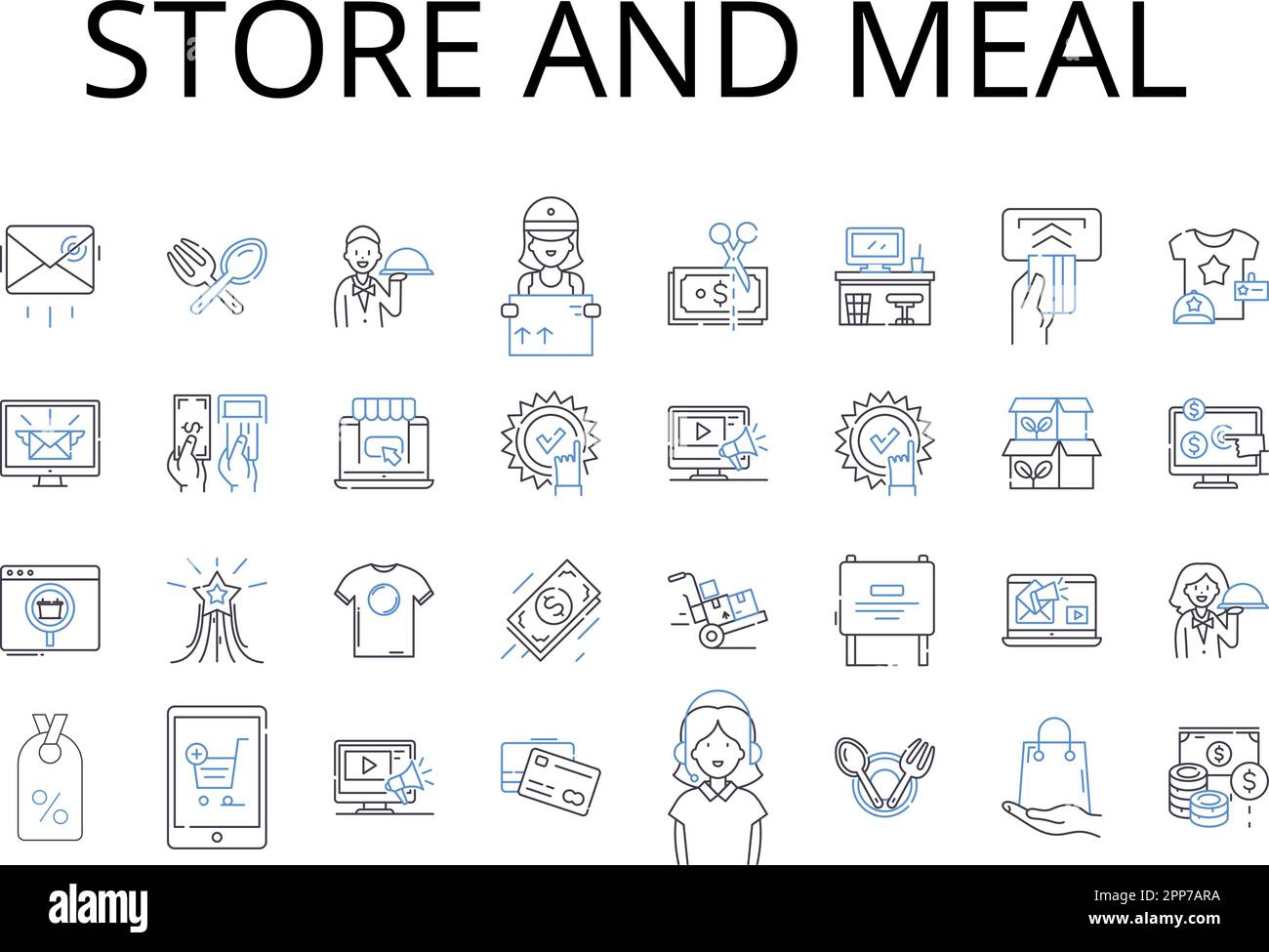 Store and meal line icons collection. tore, Shop, Market, Boutique ...