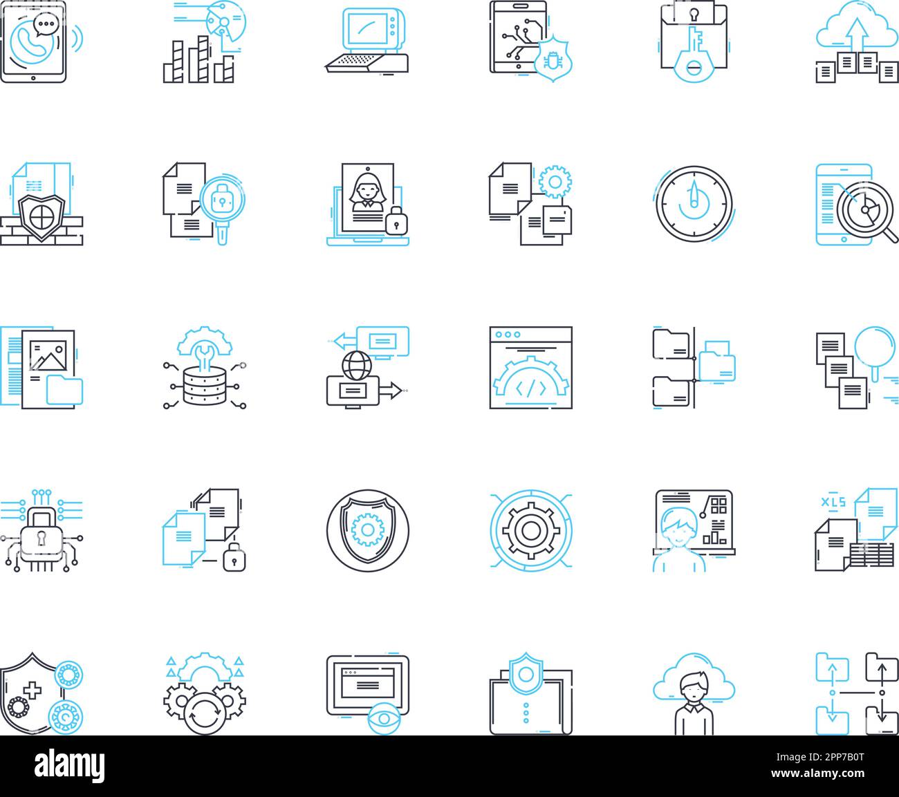 Cybersecurity Linear Icons Set Encryption Firewall Biometrics