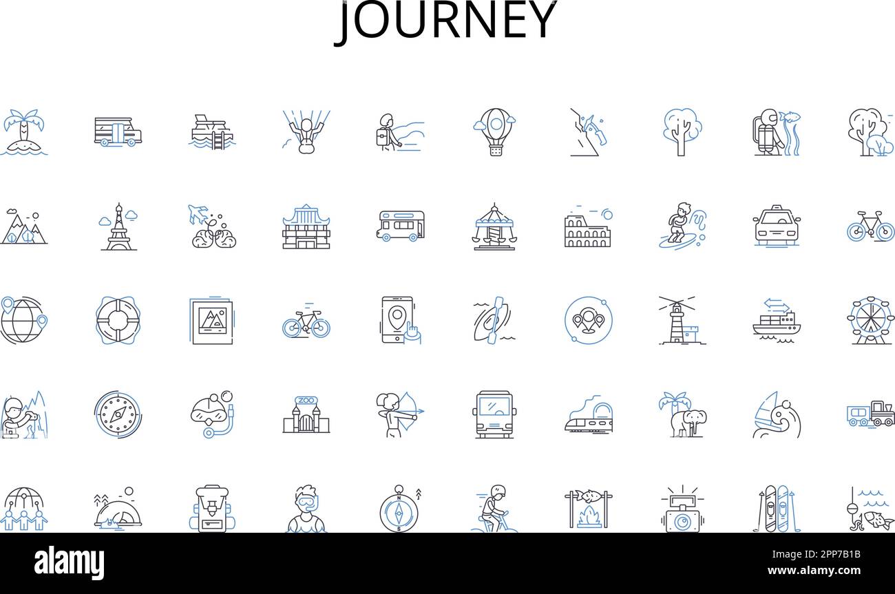 Journey line icons collection. Broadcast, Program, Channel ...