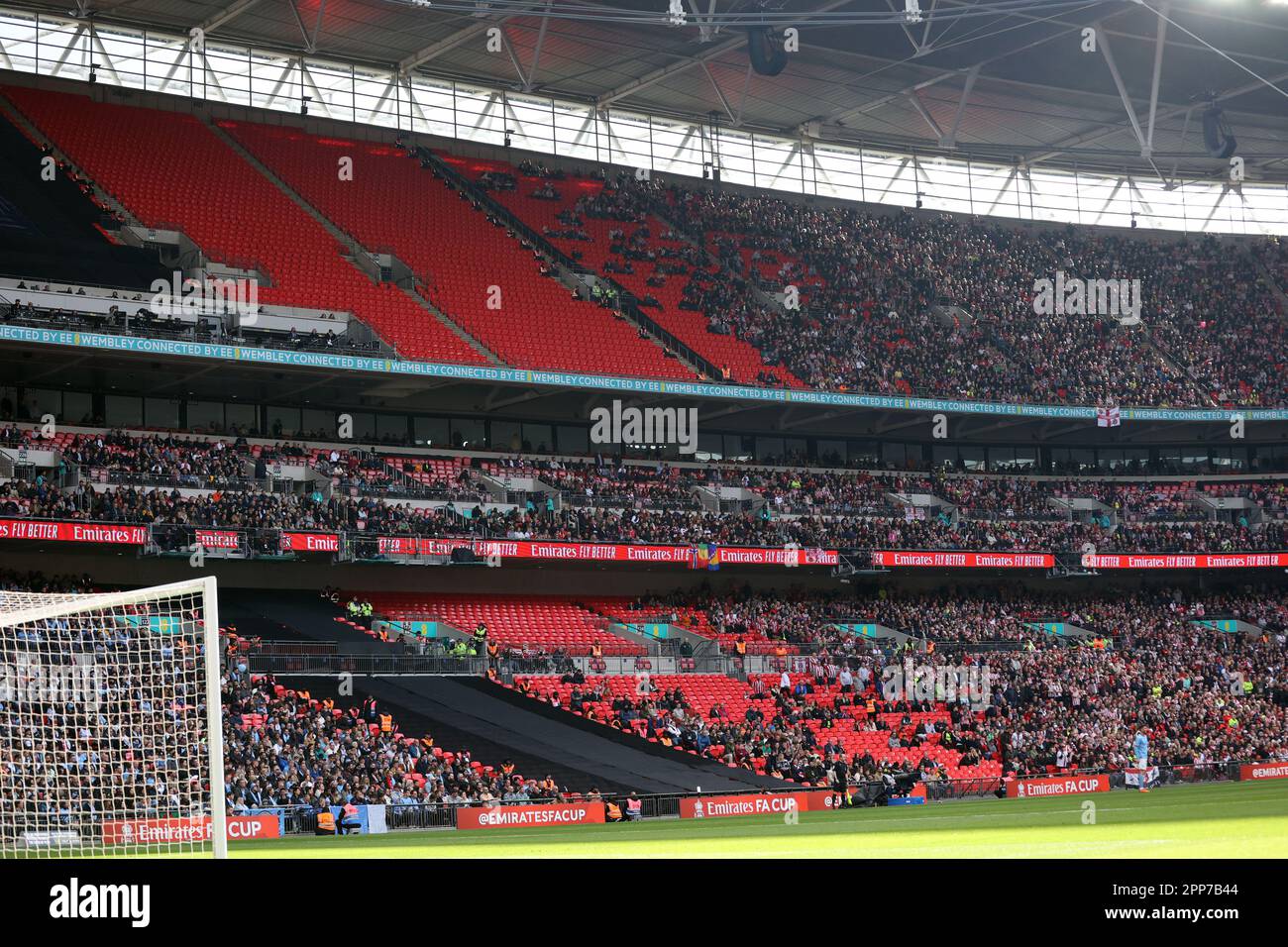 London, UK. 22nd Apr, 2023. Lots of empty seats at the Emirates FA Cup ...