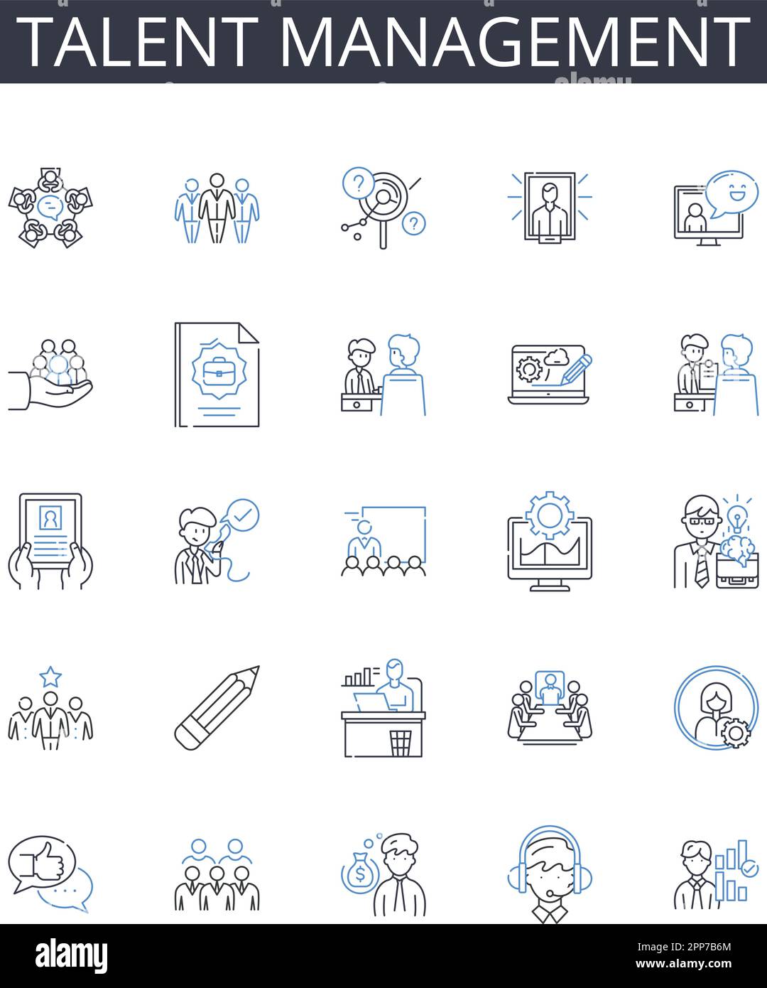 Talent management line icons collection. Branding, Feedback, Presence ...