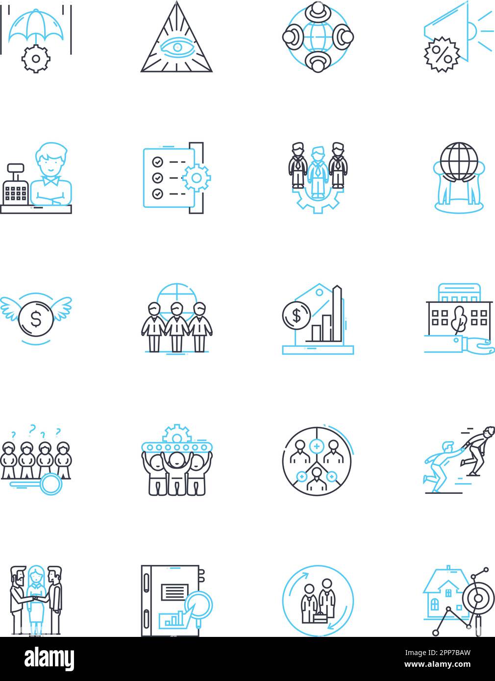 Commercial operations linear icons set. Strategy, Marketing, Sales ...