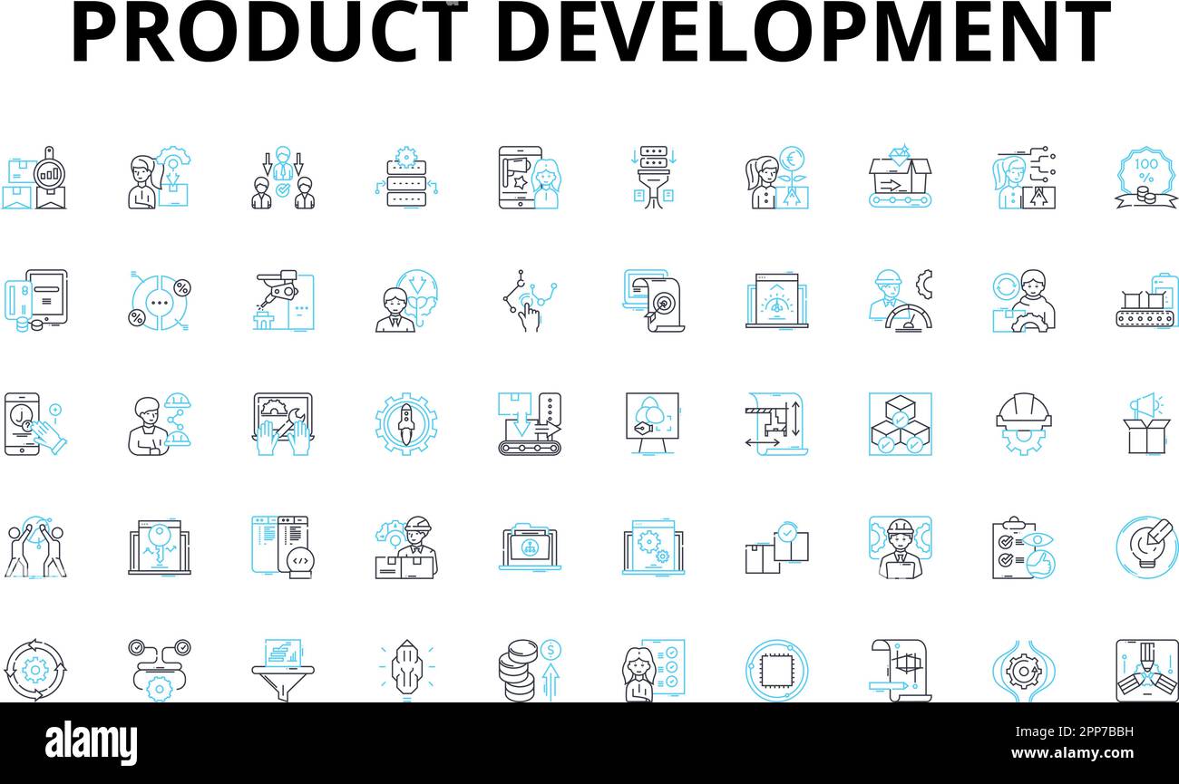Product development linear icons set. Innovation, Prototyping, Testing ...