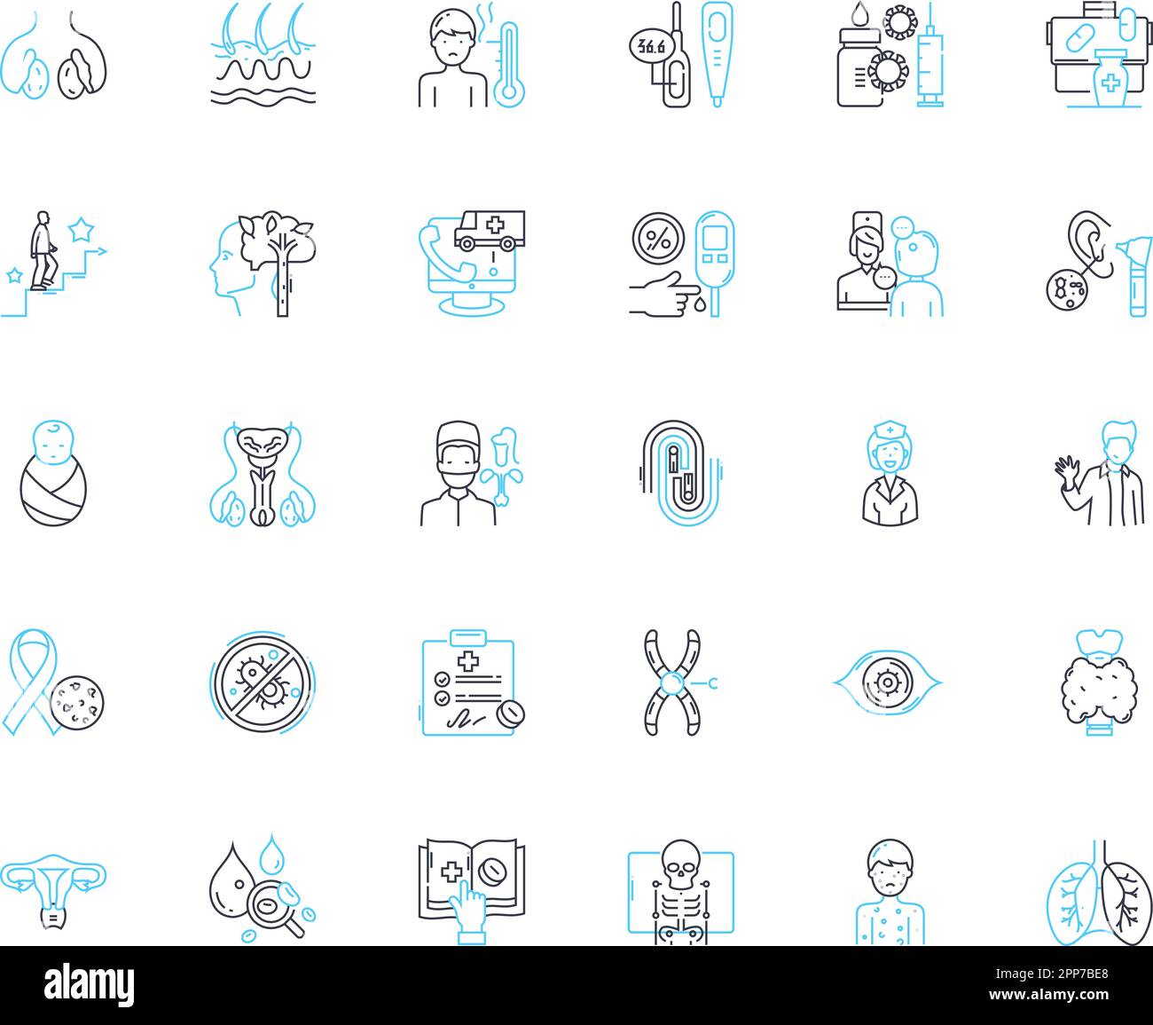 Kin wellness linear icons set. Movement, Balance, Strength, Flexibility ...