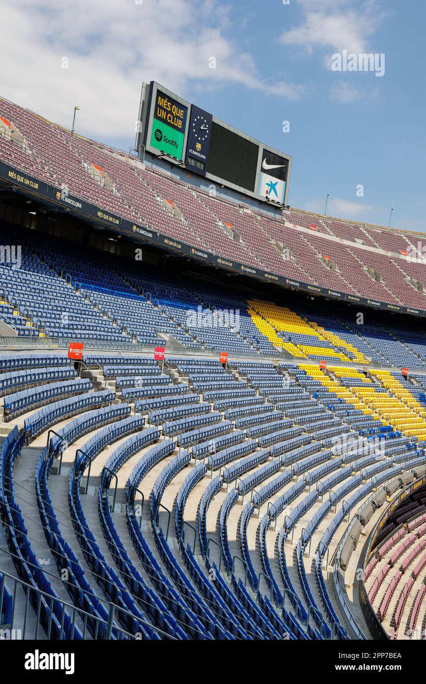 View from the highest Seats of the F.C. Barcelona Soccer Stadium, Camp ...
