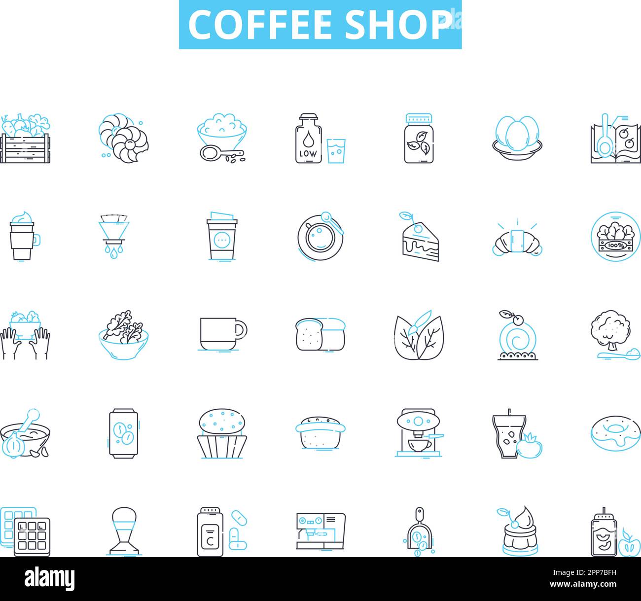 Coffee shop linear icons set. Aromatic, Roasted, Inviting, Relaxing ...