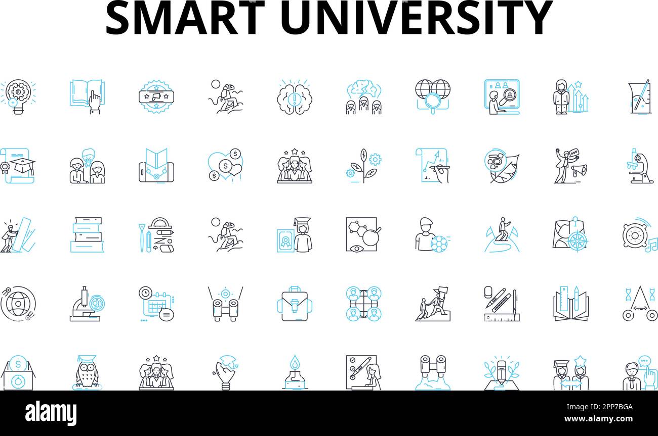 Smart university linear icons set. Efficiency, Innovation, Technology ...