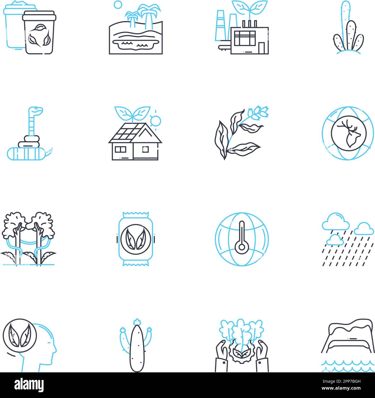 Conservation linear icons set. Sustainability, Protection, Preservation ...