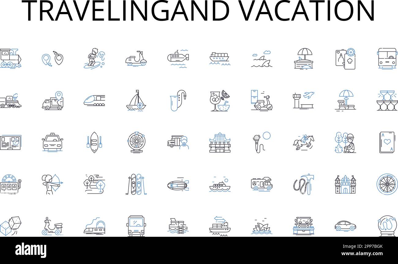 Travelingand vacation line icons collection. Cardio, Strength ...