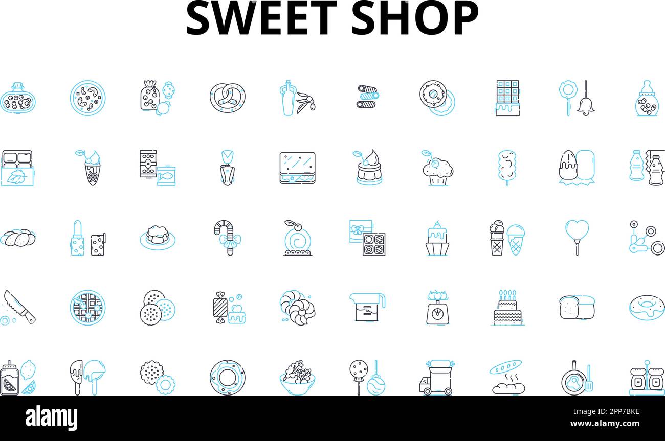 Sweet shop linear icons set. Candy, Confectiry, Sugary, Desserts ...