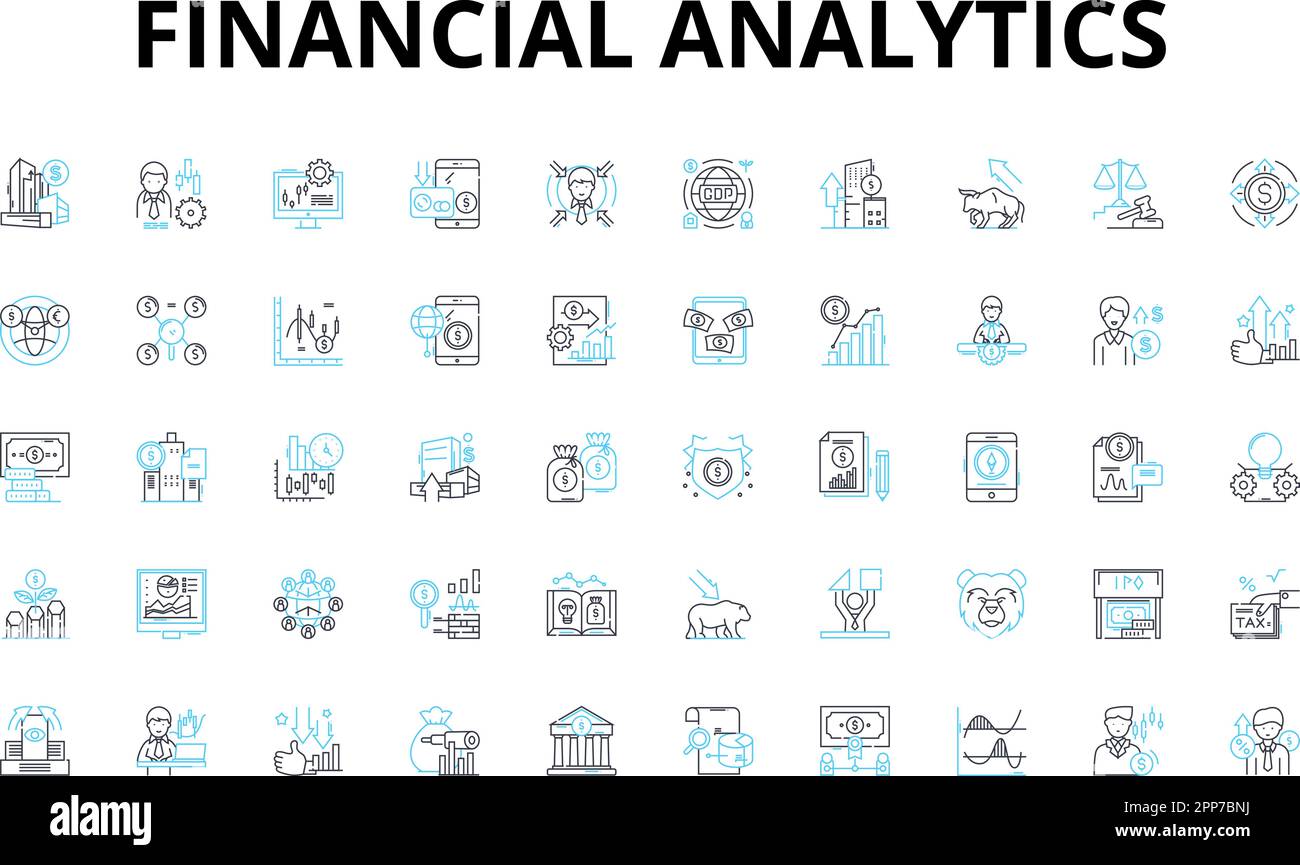 Financial Analytics Linear Icons Set Revenue Profitability Forecasting Budgeting