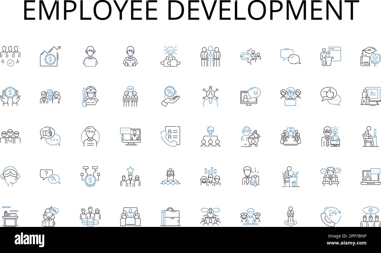 Employee development line icons collection. Presentation, Workshop ...