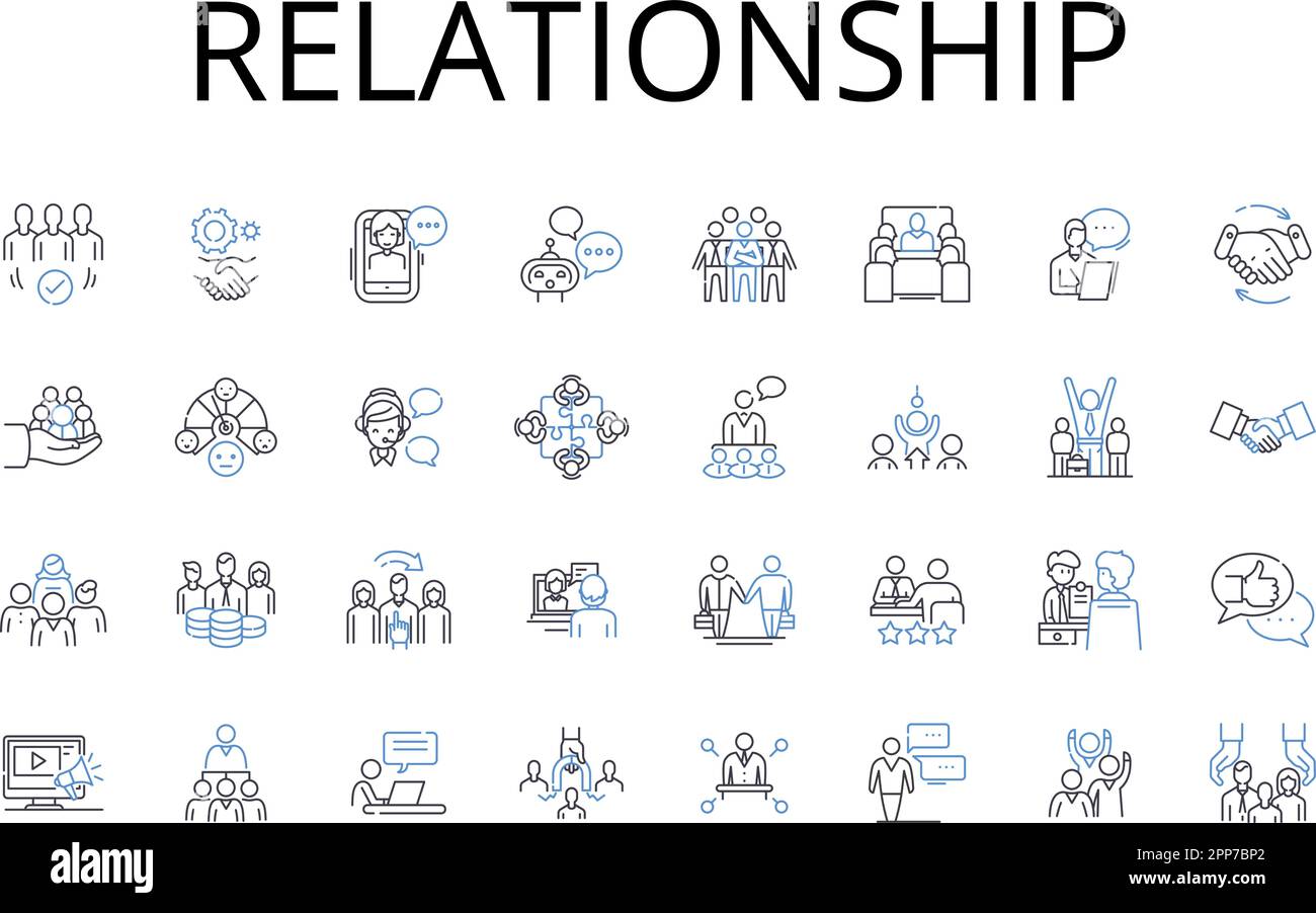 Relationship line icons collection. Friendship, Kinship, Partnership ...