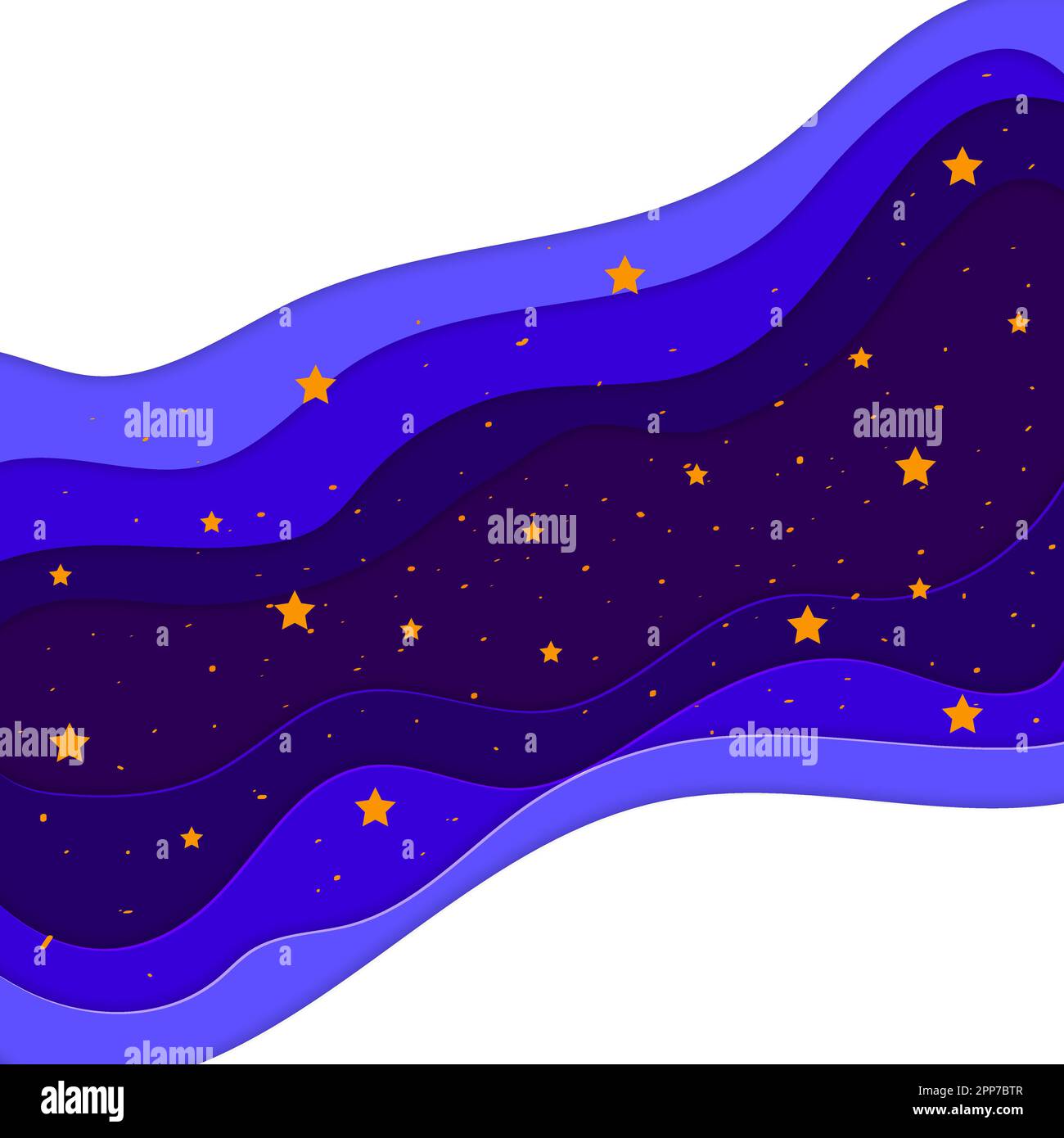Paper art sky and stars in midnight. Vector illustration, dark night ...