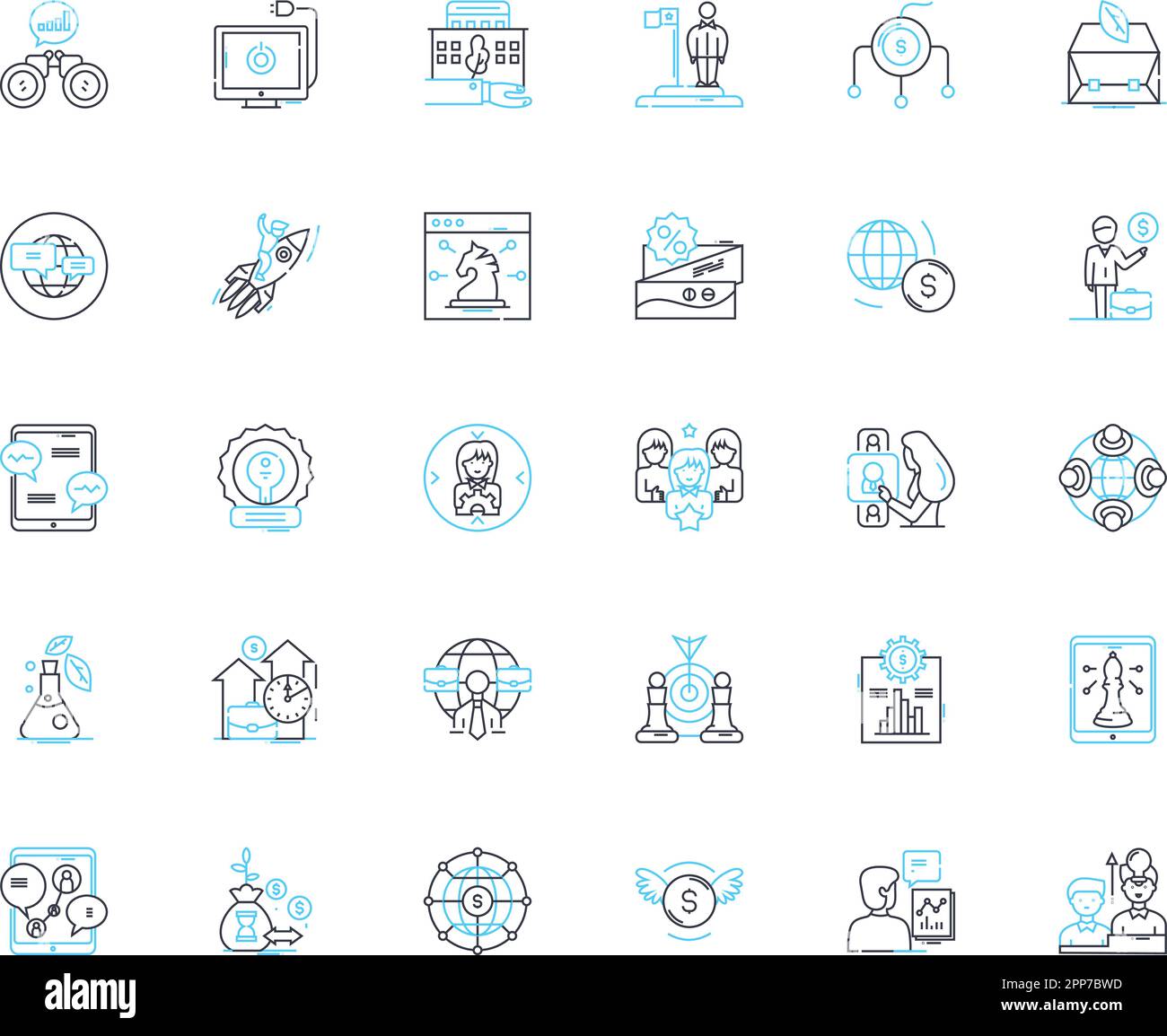 Industrial Development Linear Icons Set Manufacturing Production