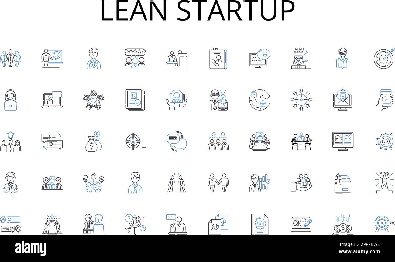 Lean Startup Outline Icons Collection Innovation Disruption Solutions Automation