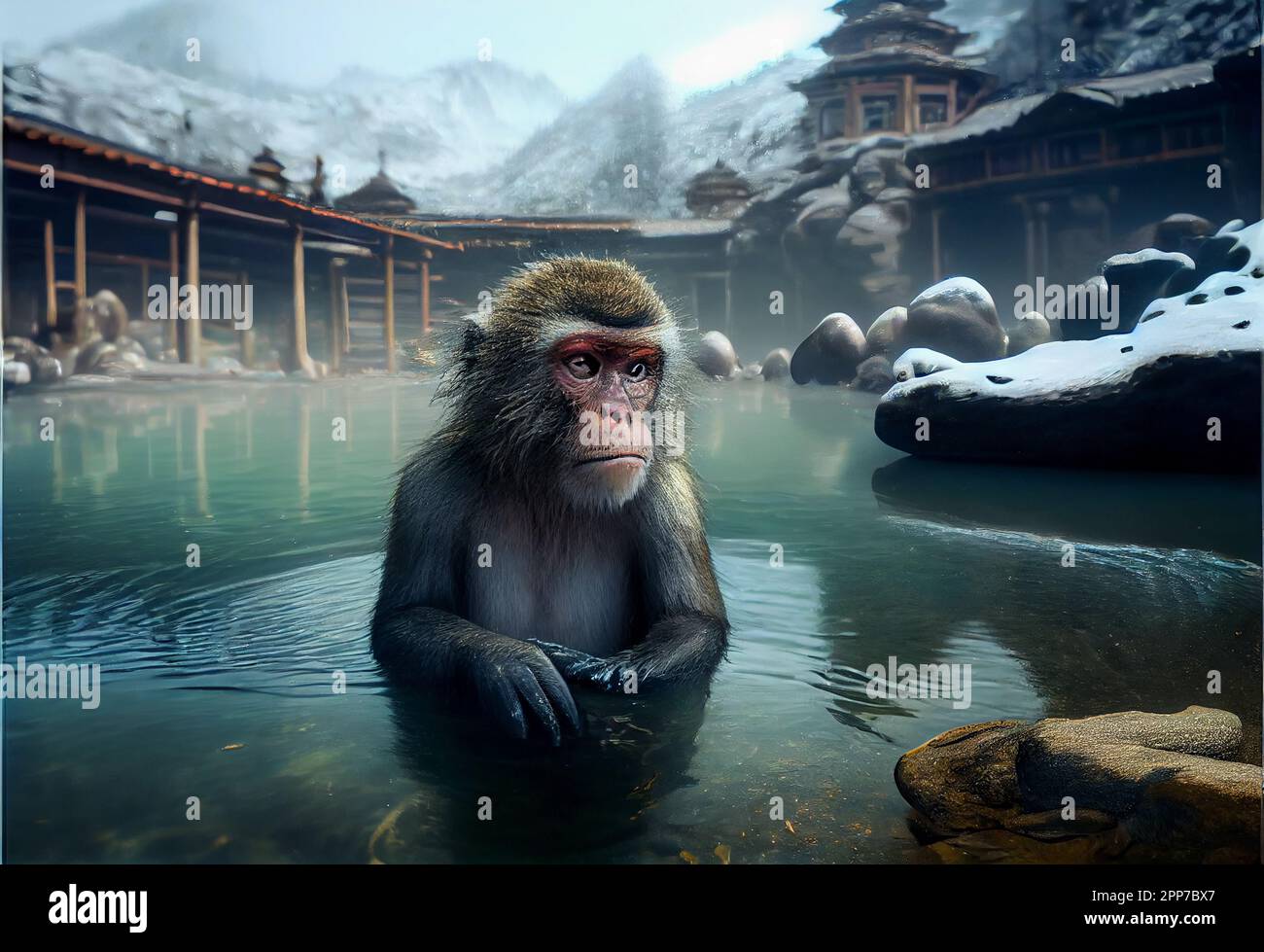 Monkey hotspring hi-res stock photography and images - Alamy
