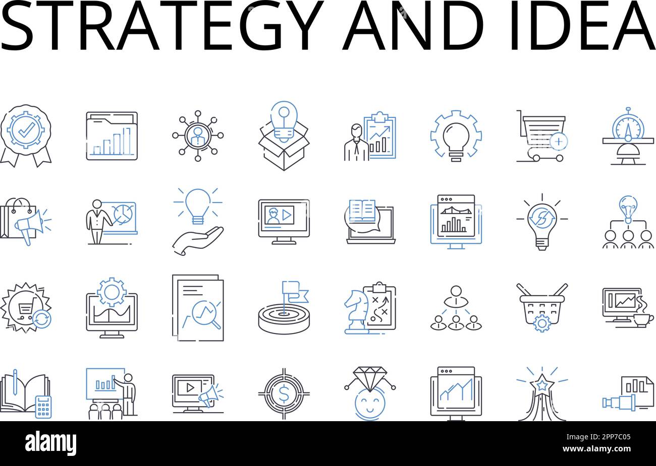 Strategy And Idea Line Icons Collection Purpose And Objective Vision