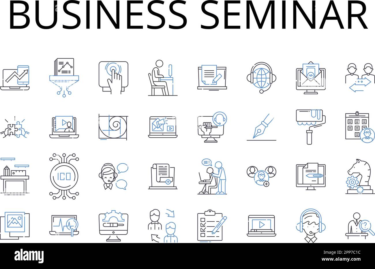 Business seminar line icons collection. Brand workshop, Marketing ...