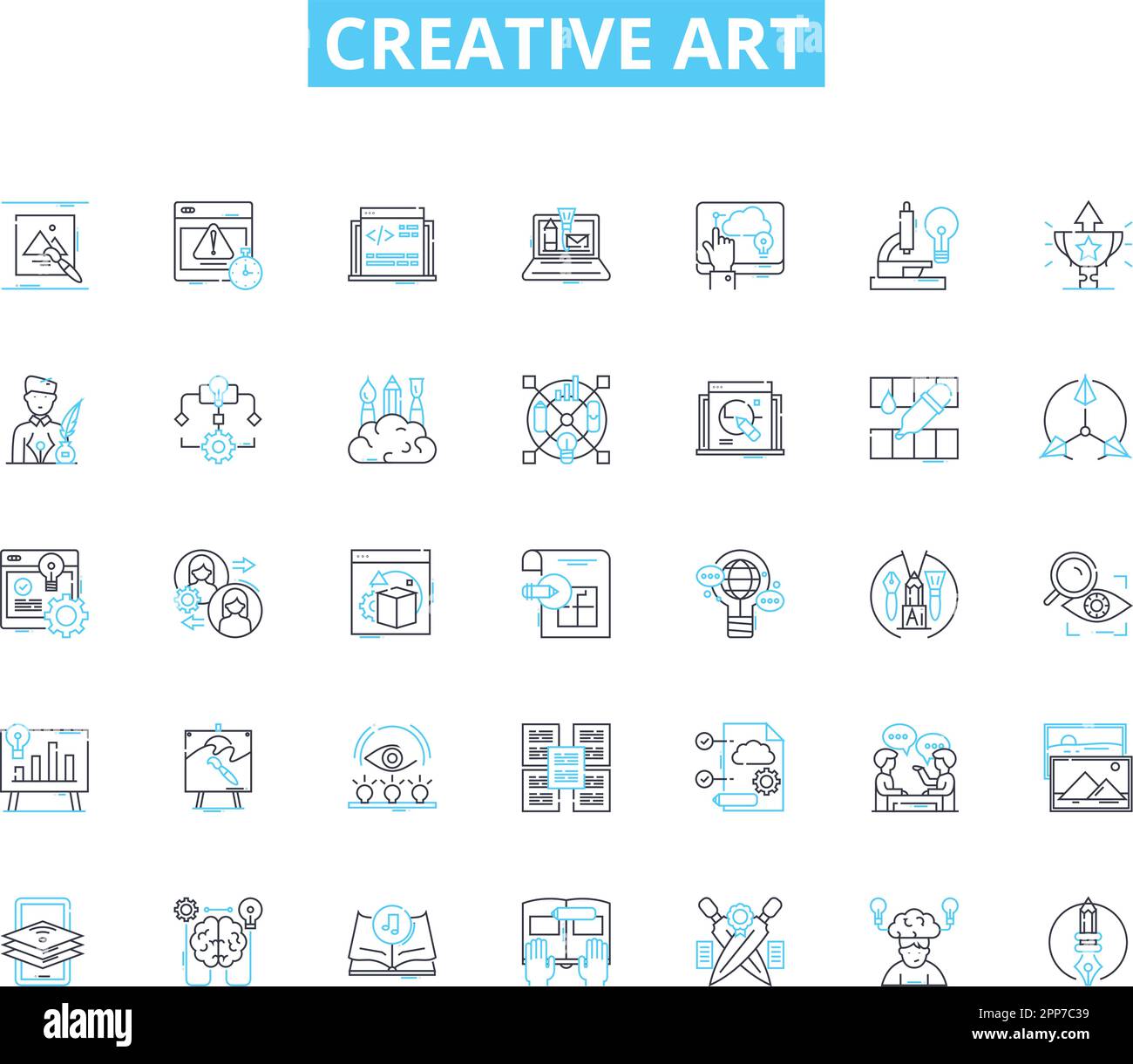 Creative art linear icons set. Visionary, Imaginative, Innovative ...