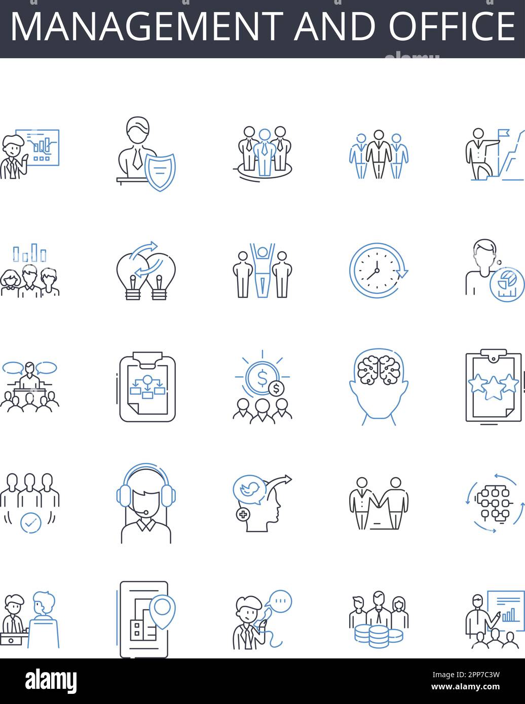 Management and office line icons collection. Corporate, Central, Hub ...