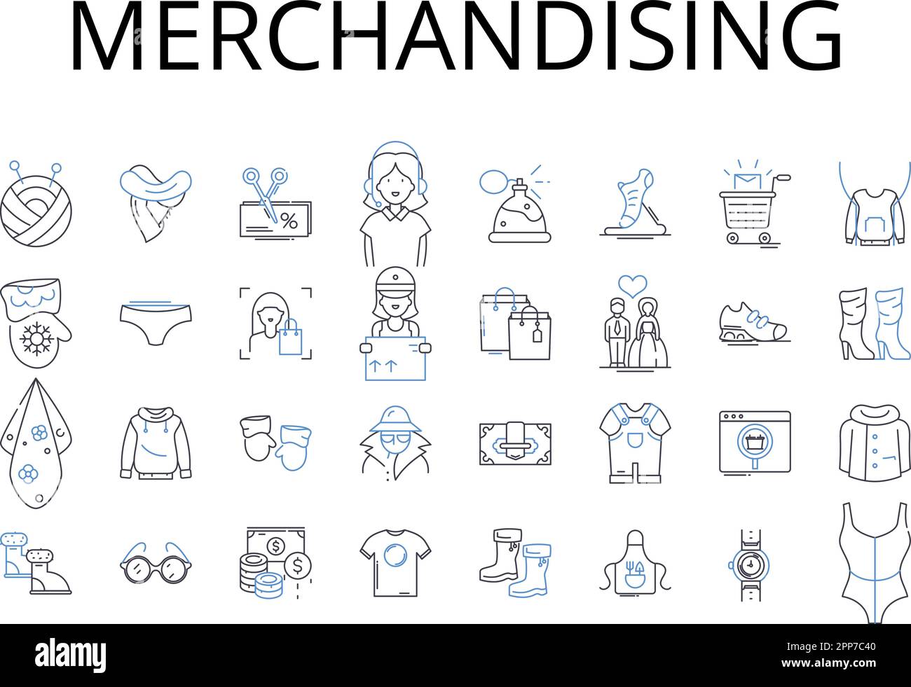 Merchandising line icons collection. Retailing, Selling, Marketing ...