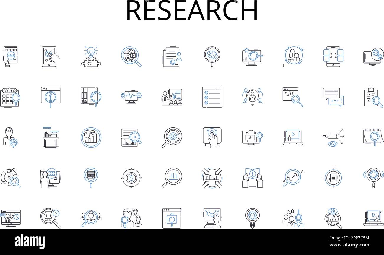 Research Line Icons Collection Diversification Asset Allocation Risk Management Long Term