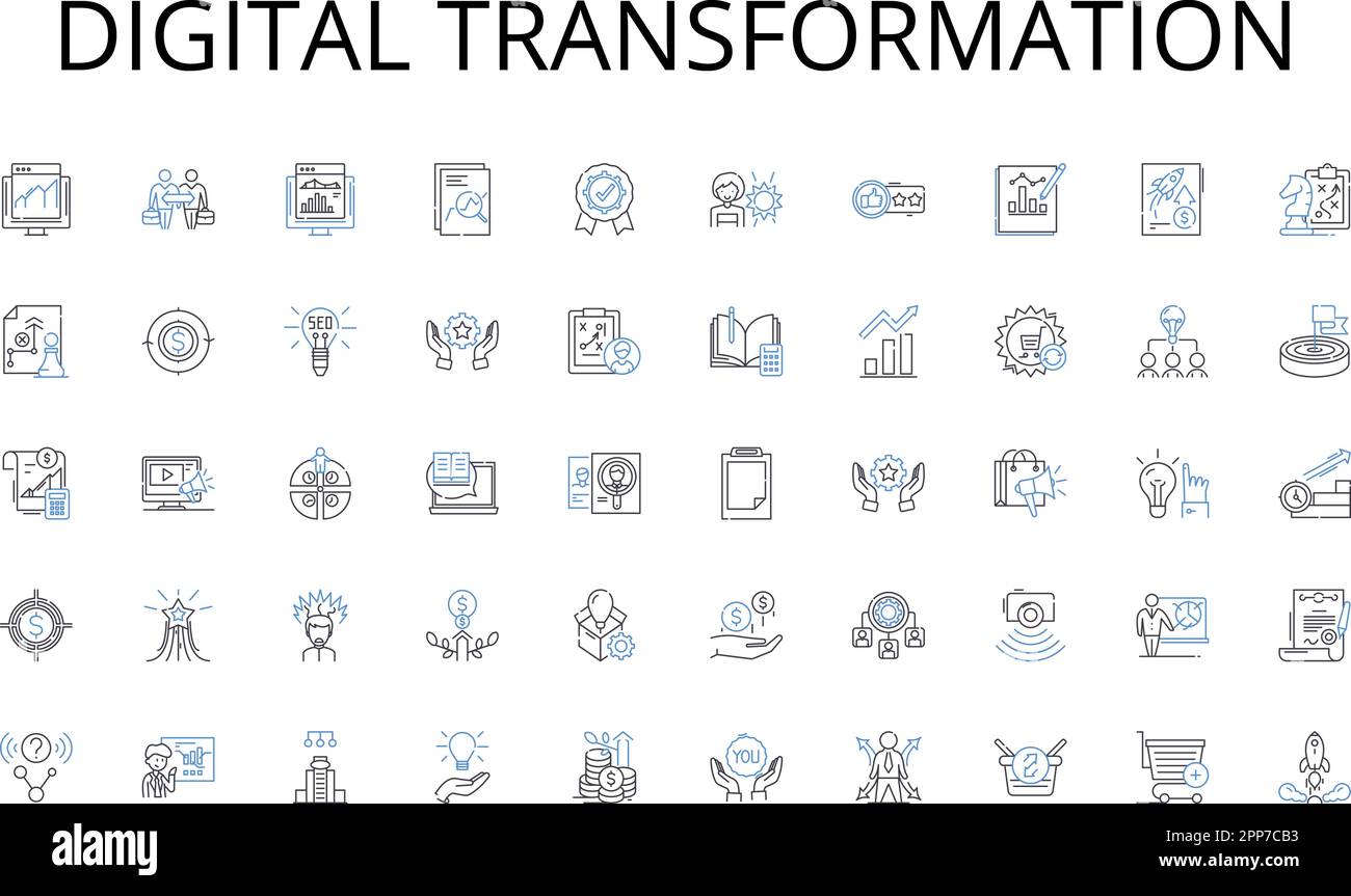 Digital Transformation line icons collection. Spectrometer, Microscope ...