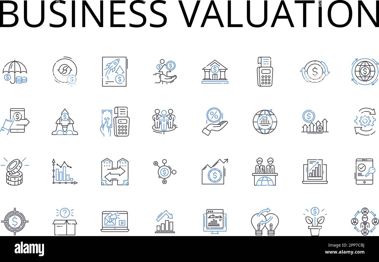 Business valuation line icons collection. Asset appraisal, Property assessment, Company worth ...
