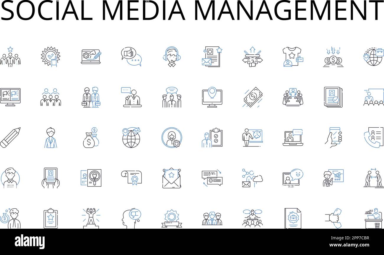 Social media management line icons collection. Thrilling, Exhilarating ...